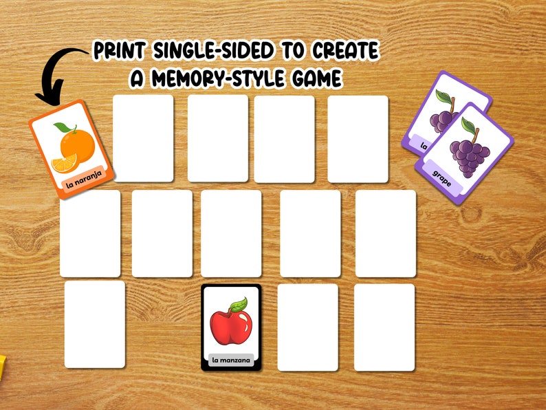 Printable Spanish and English Food Flash Card, Comida Tarjetas Para ...