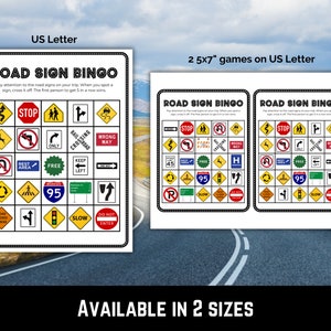 Road Sign Bingo Printable, Road Trip Bingo, Kids Road Trip Games ...