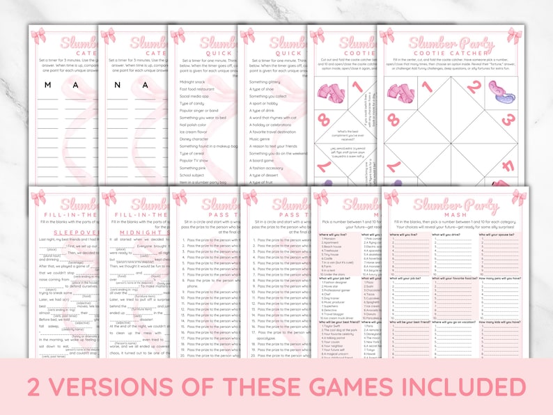 Slumber Party Sleepover Kit, Printable Slumber Party Games, 10th ...