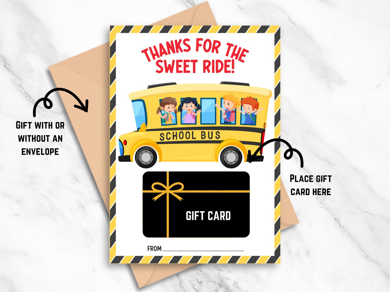 Bus Driver Gift Card Holder, Printable Bus Driver Appreciation Gift ...