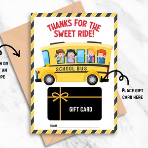 Bus Driver Gift Card Holder, Printable Bus Driver Appreciation Gift ...