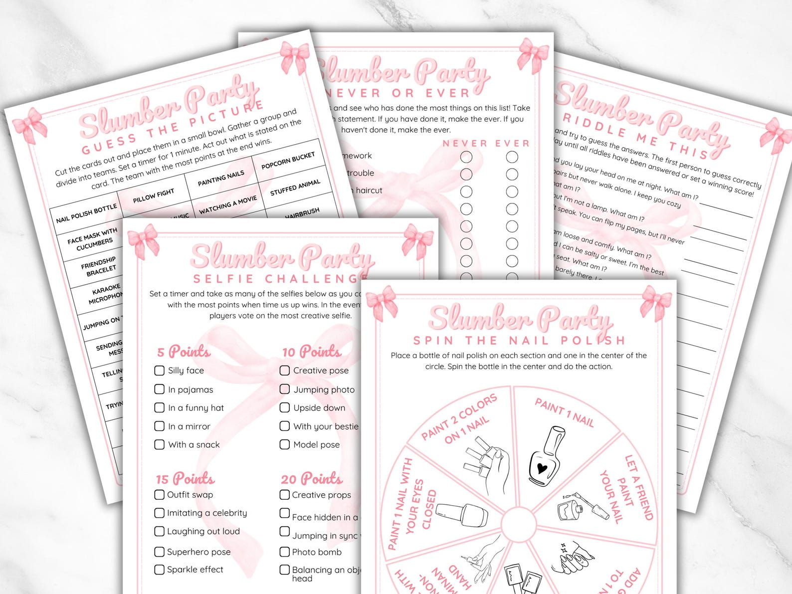 Slumber Party Sleepover Kit, Printable Slumber Party Games, 10th ...