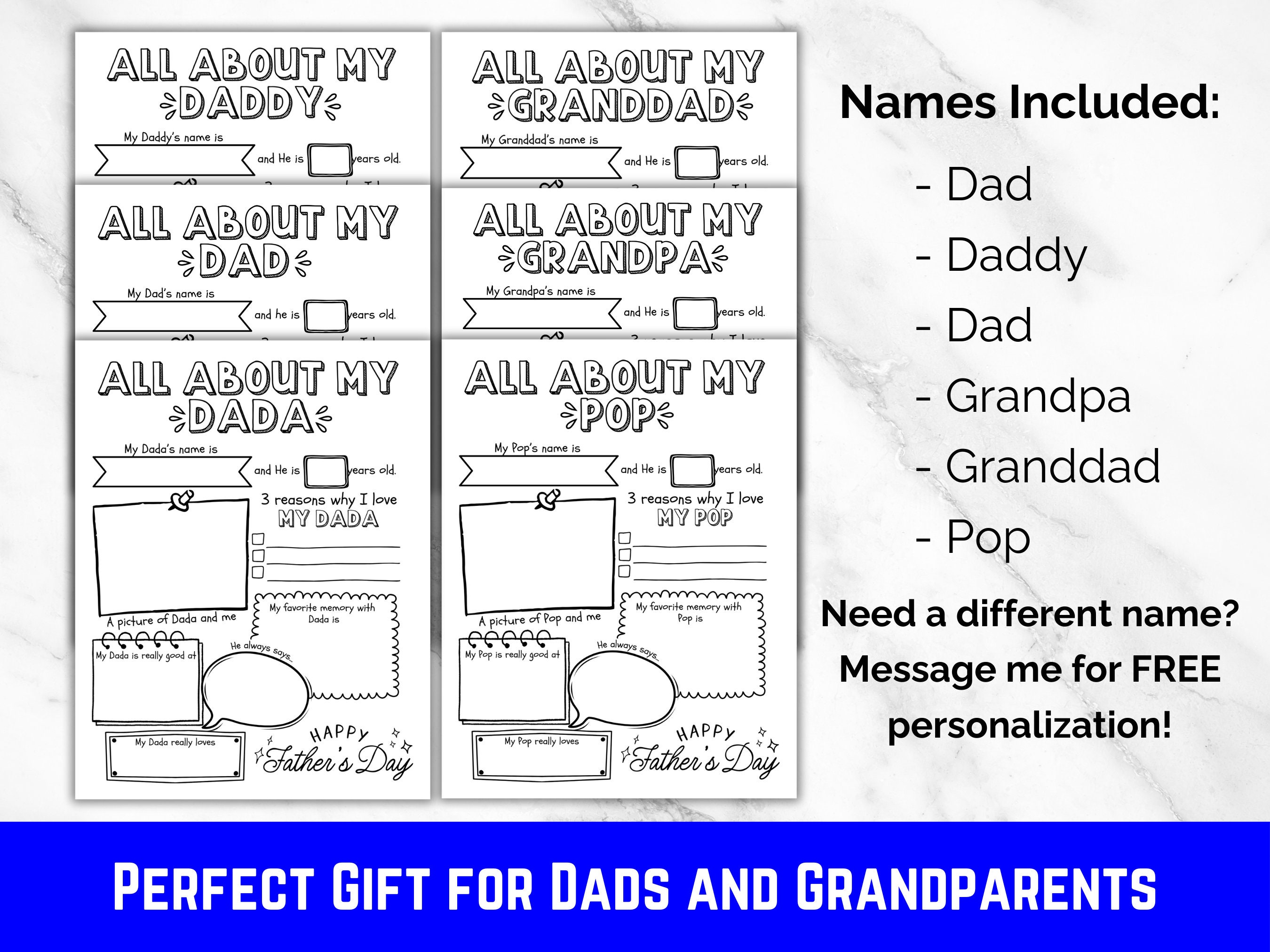 All About My Dad Printable Questionnaire All About My Grandpa