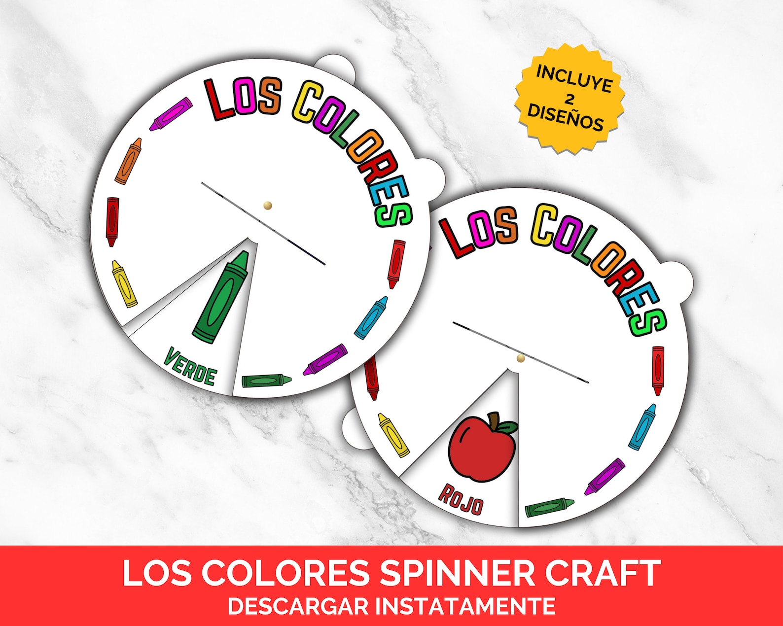 Los Colores Spinner Wheel Craft, Learning Spanish Colors Craft ...