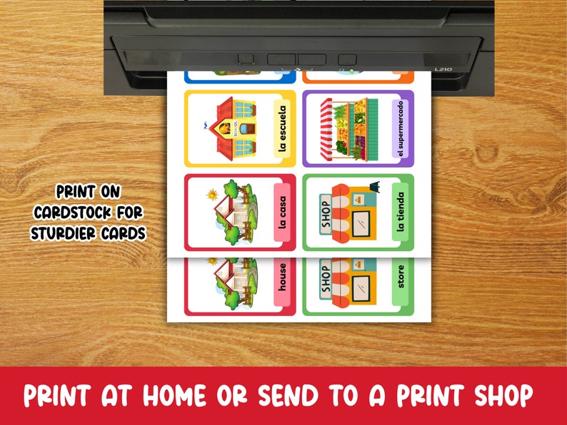 Printable Bilingual Places Flash Card, Lugares Tarjetas Para Niños ...