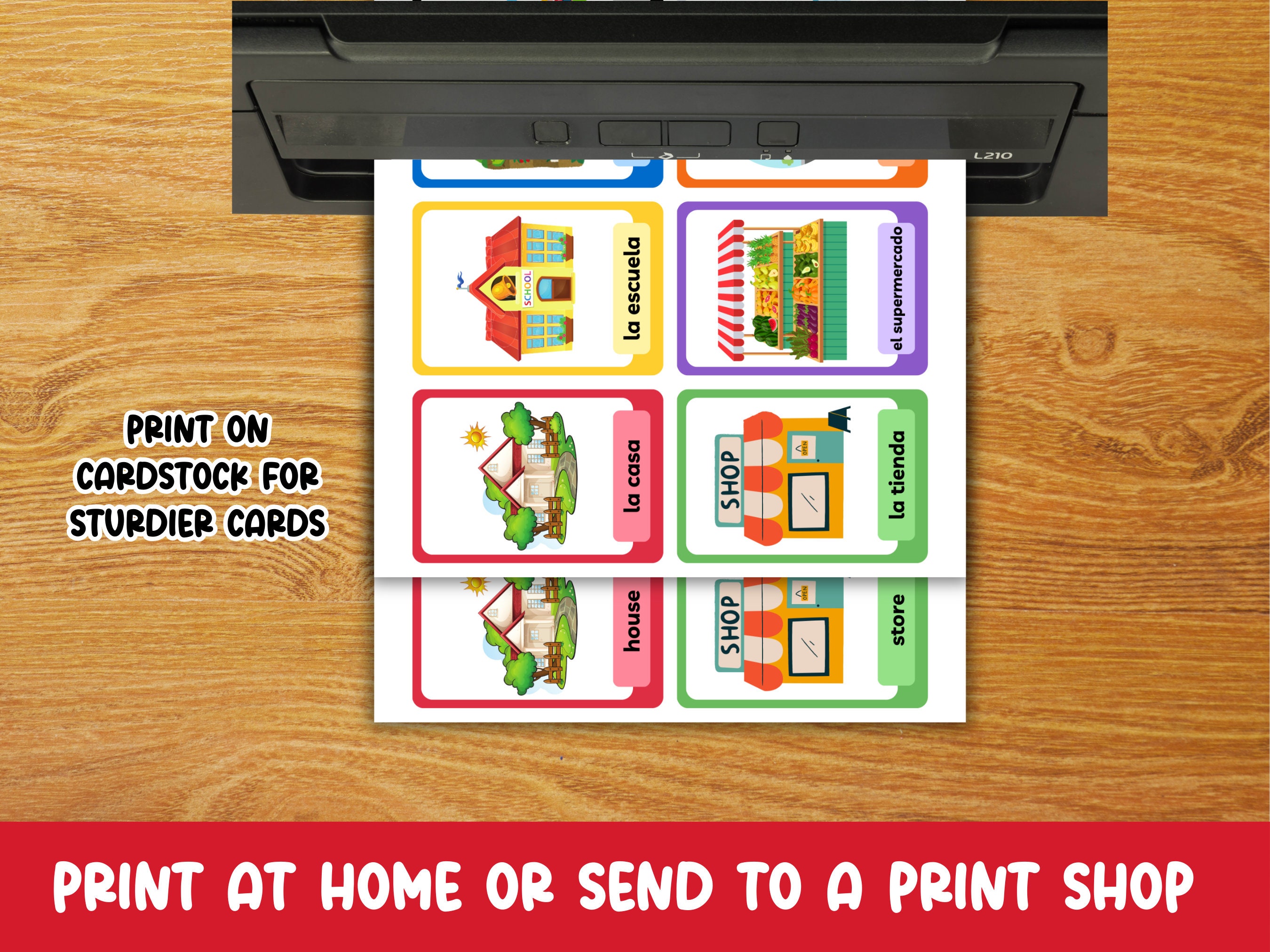 Printable Bilingual Places Flash Card, Lugares Tarjetas Para Niños ...