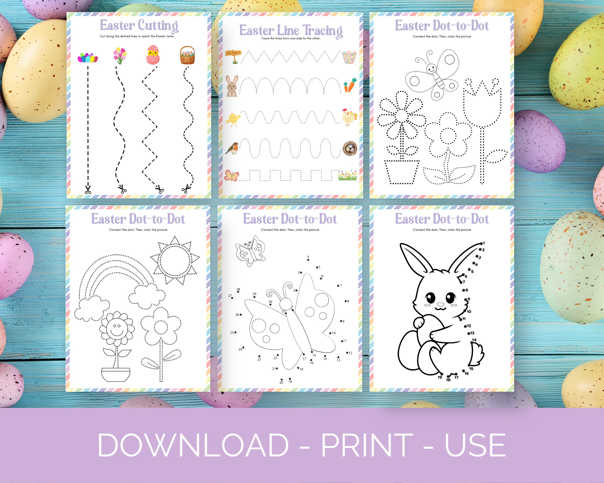 Easter Activity Bundle, Color by Number Easy, Easter Coloring Pages ...