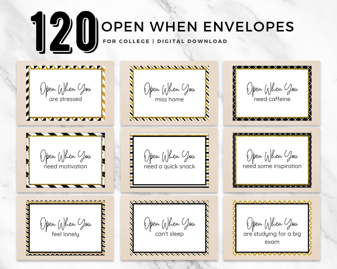 Open When Envelopes for College Students, Printable Open When Letters ...