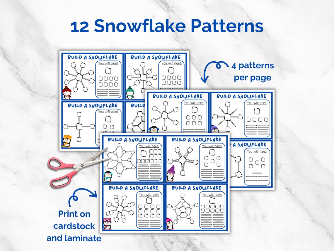 Marshmallow and Toothpick Snowflakes Activity Printable Game for ...