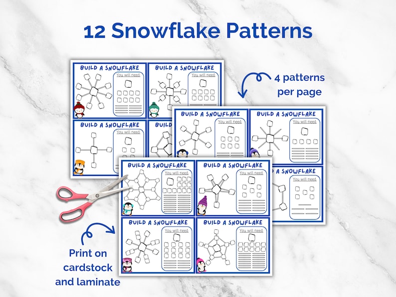 Marshmallow and Toothpick Snowflakes Activity Printable Game for ...