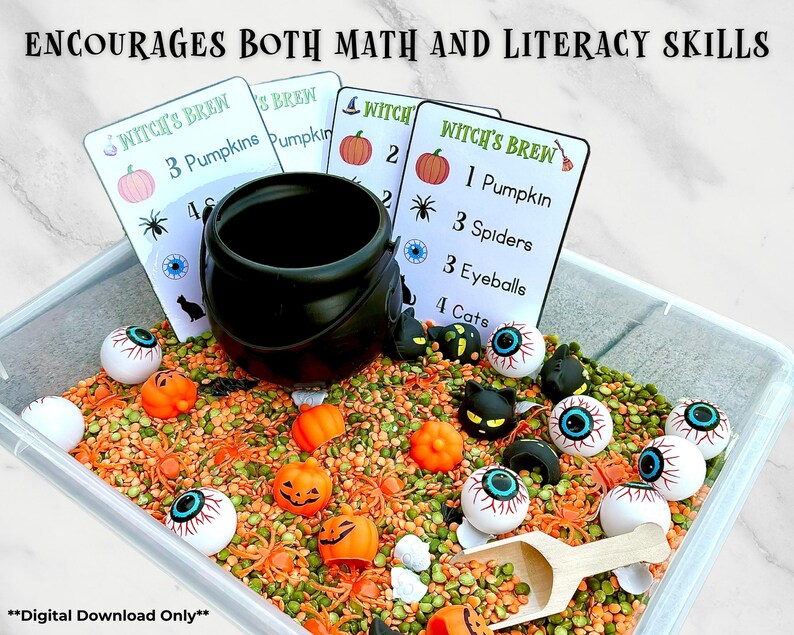 Witch's Brew Sensory Bin Task Cards, Halloween Printable Sensory Play ...