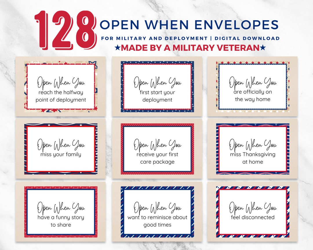 Open When Envelopes for Military, Printable Open When Letters Military ...