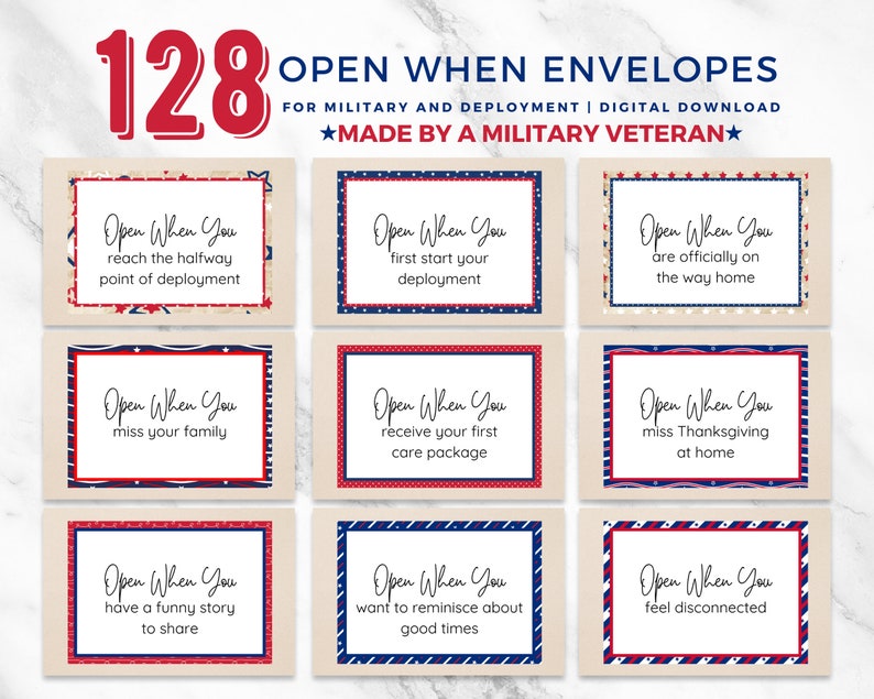 Open When Envelopes for Military, Printable Open When Letters Military ...