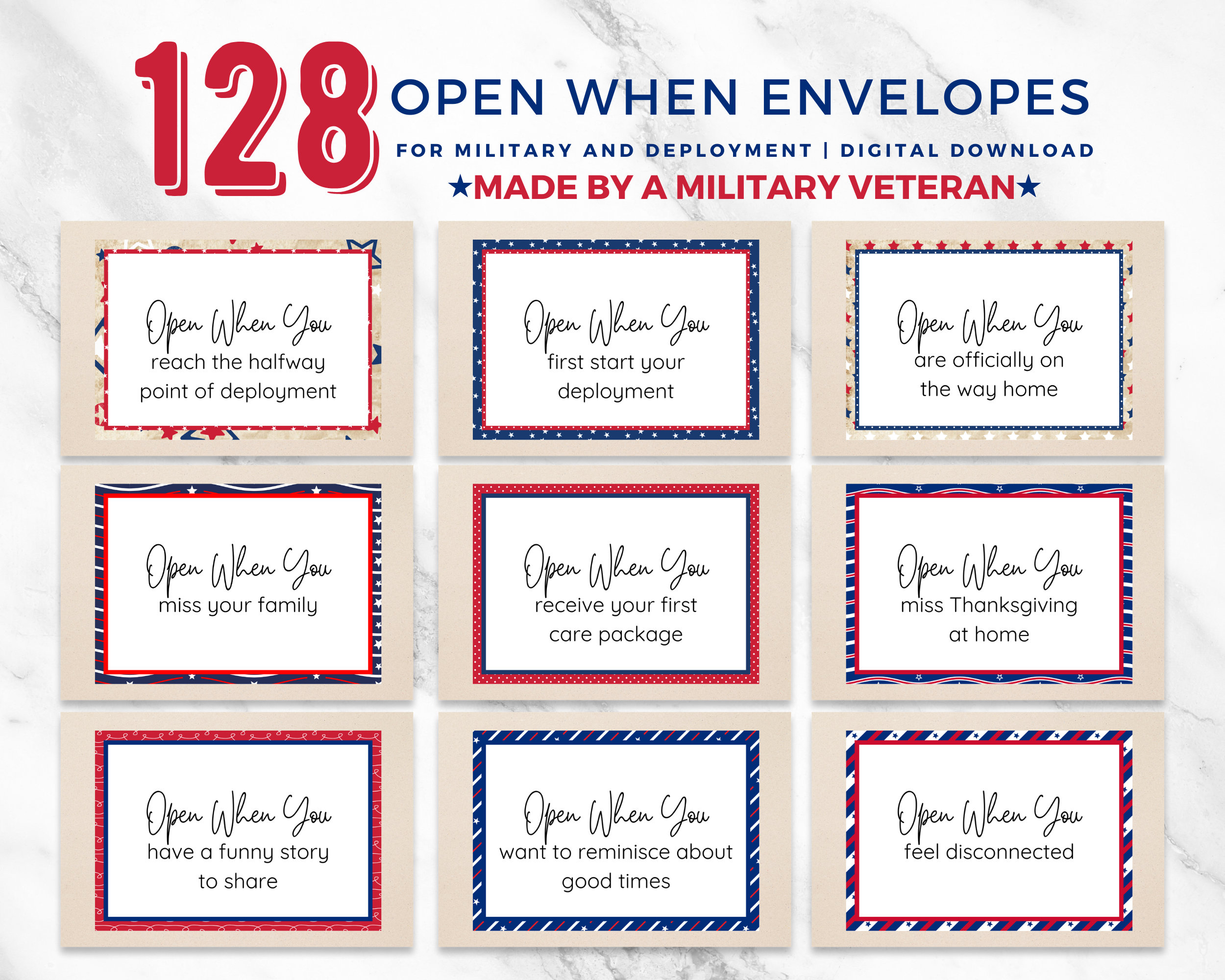 Open When Envelopes for Military, Printable Open When Letters Military ...