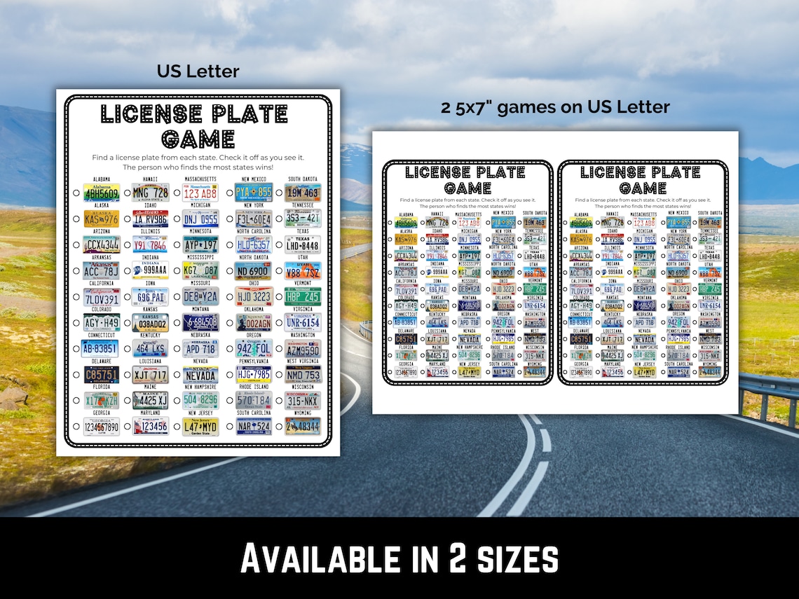Road Trip License Plate Game, Printable Road Trip Game, Road Trip ...