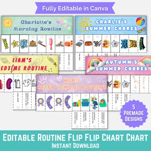 Editable Flip Routine Chart, Visual Chore Chart, Daily Routine Chart ...