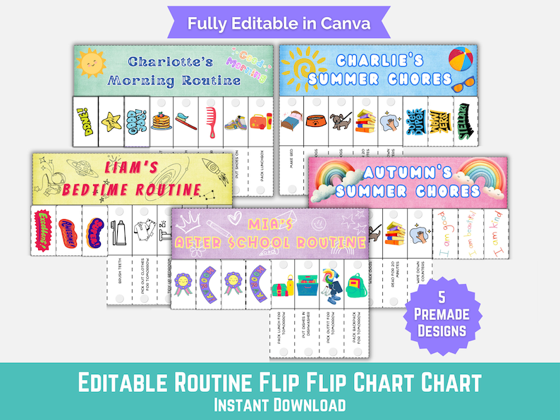 Editable Flip Routine Chart, Visual Chore Chart, Daily Routine Chart ...