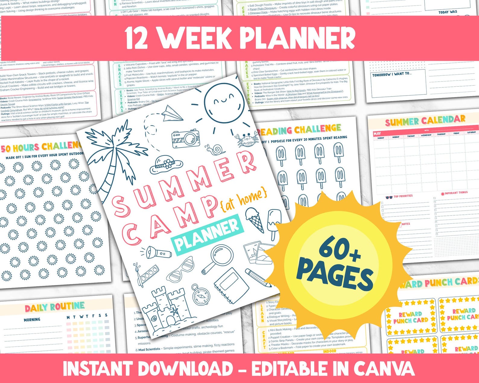 Summer Camp at Home Planner, DIY Summer Break Activities, Summer Camp ...
