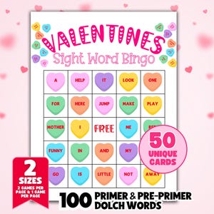 Valentines Sight Word Bingo - Etsy