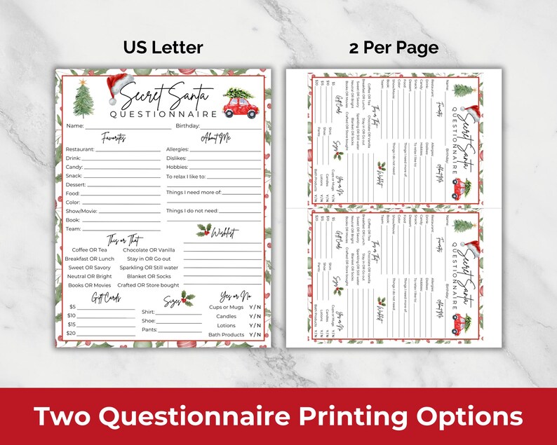 Coworker Secret Santa Questionnaire Game, Employee Favorite Things ...