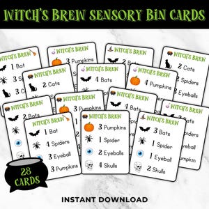 Witch's Brew Sensory Bin Task Cards, Halloween Printable Sensory Play ...