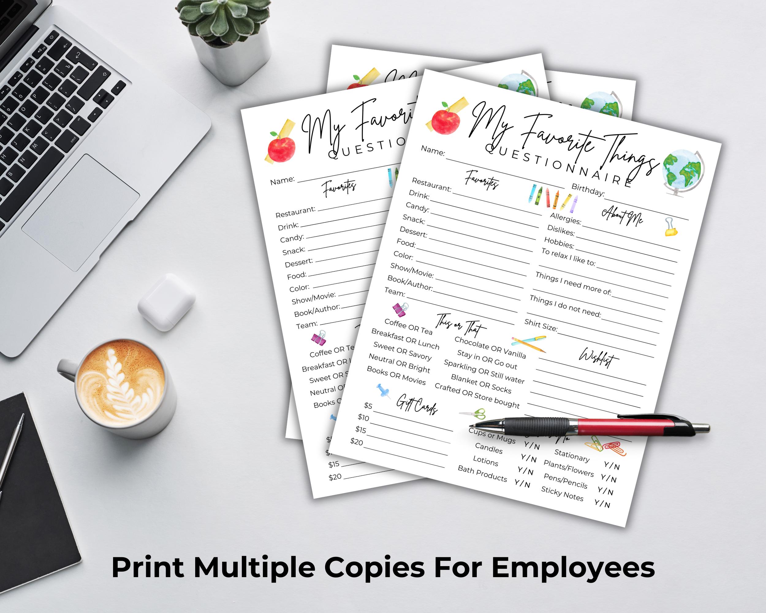 Team Building Get to Know Your Staff Questionnaire Printable, Teacher ...