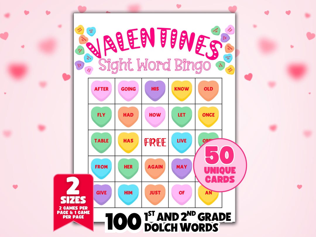 Bingo de palabras visuales de San Valentín, Bingo de San Valentín ...