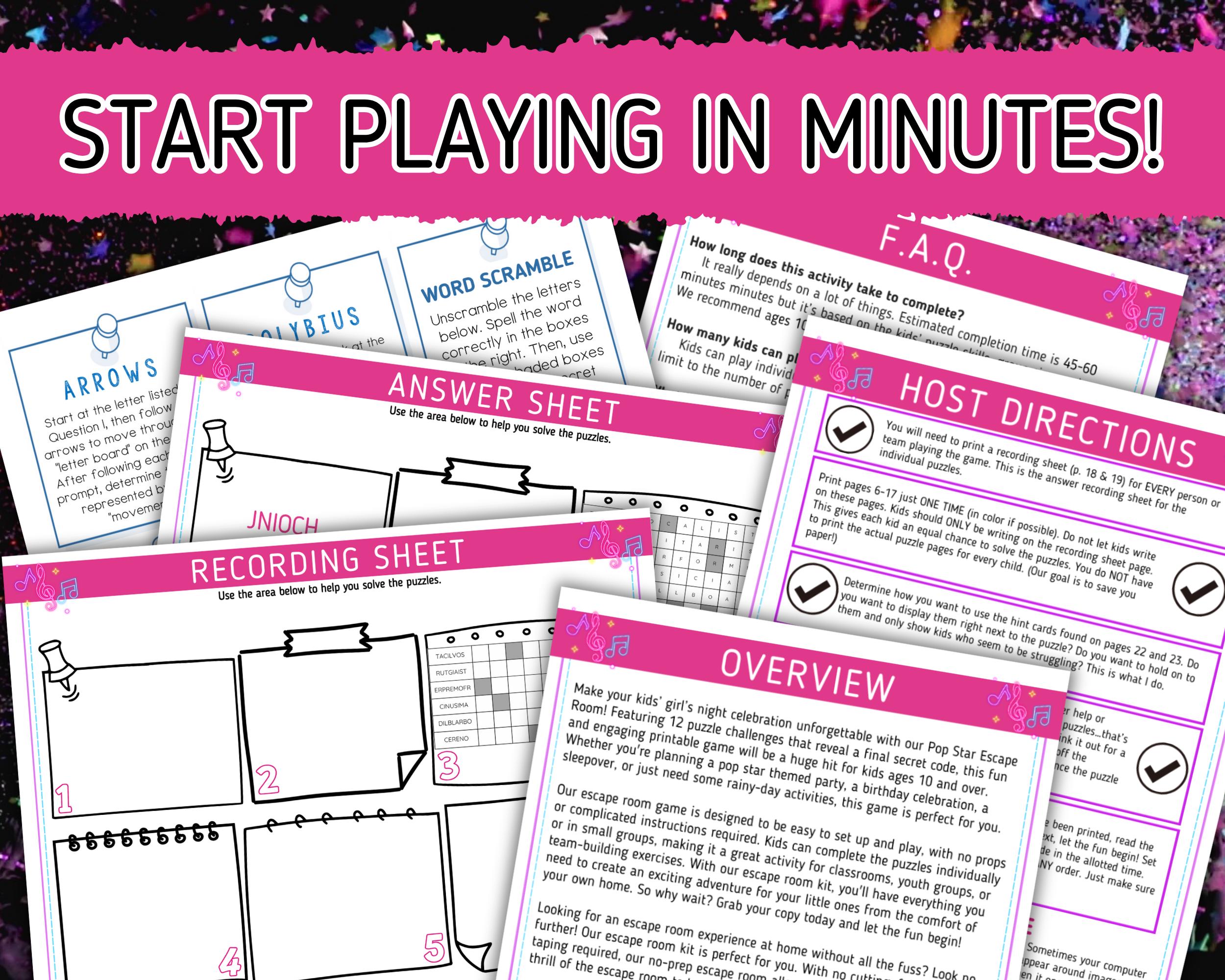 Pop Star Escape Room: Printable Party Games for Teens (PDF) - Etsy