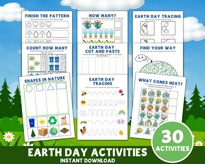Earth Day Activity Pack, Printable Earth Day Kids Activities, Preschool ...