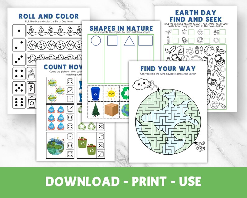 Earth Day Activity Pack, Printable Earth Day Kids Activities, Preschool ...