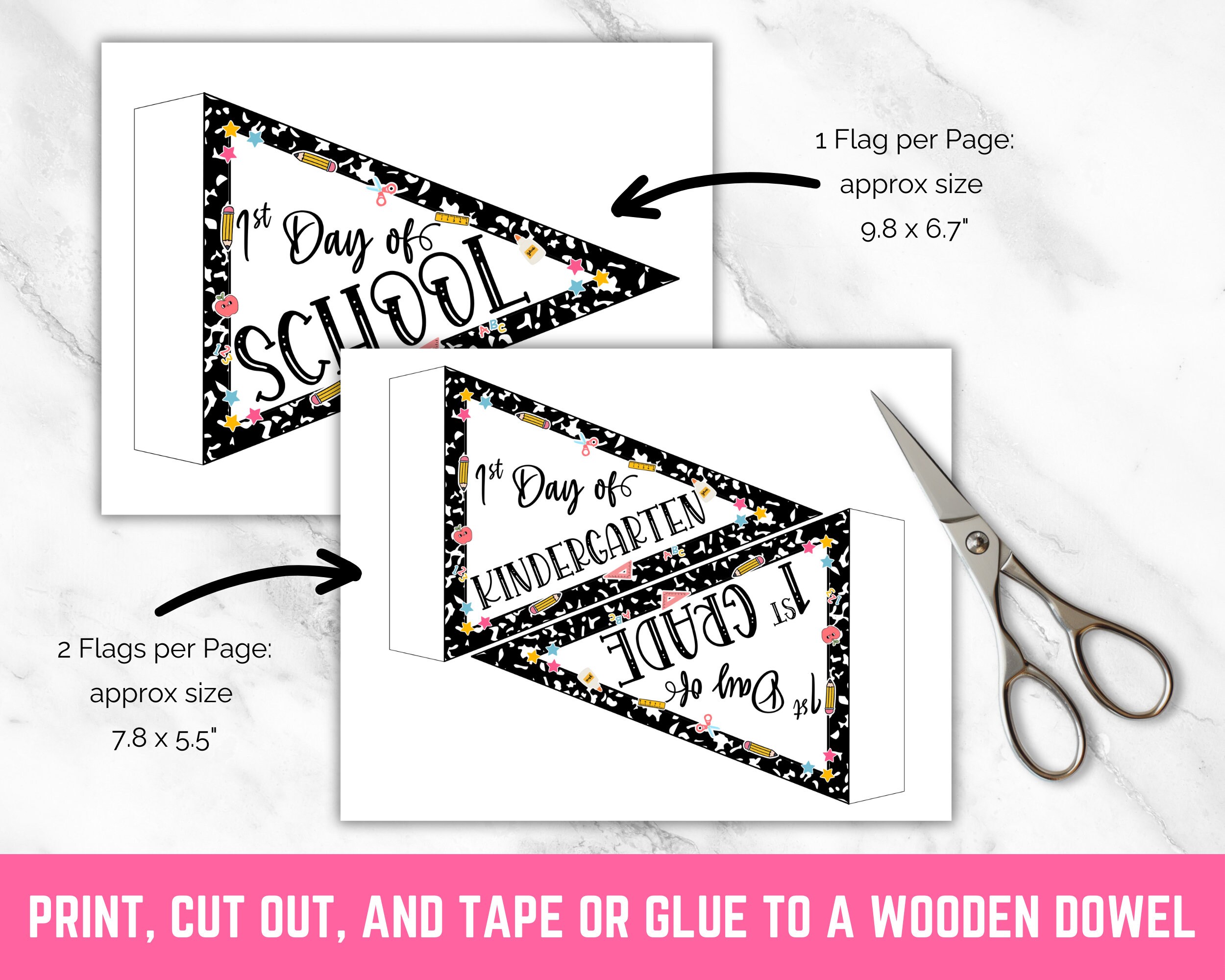 Printable First & Last Day of School Pennant Flags (digital Download ...
