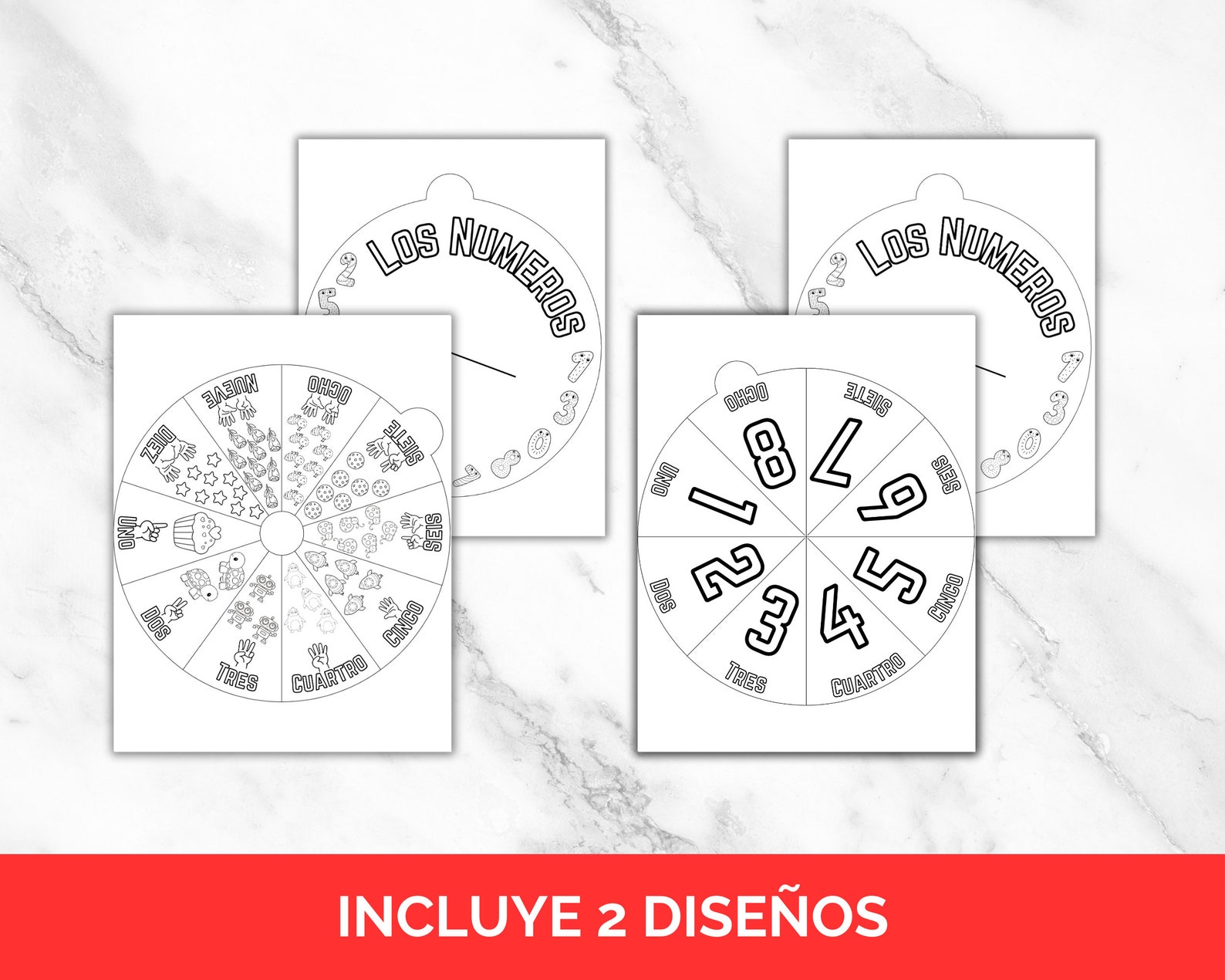 Los Numeros Spinner Wheel Craft, Printable Spanish Flash Card Craft ...