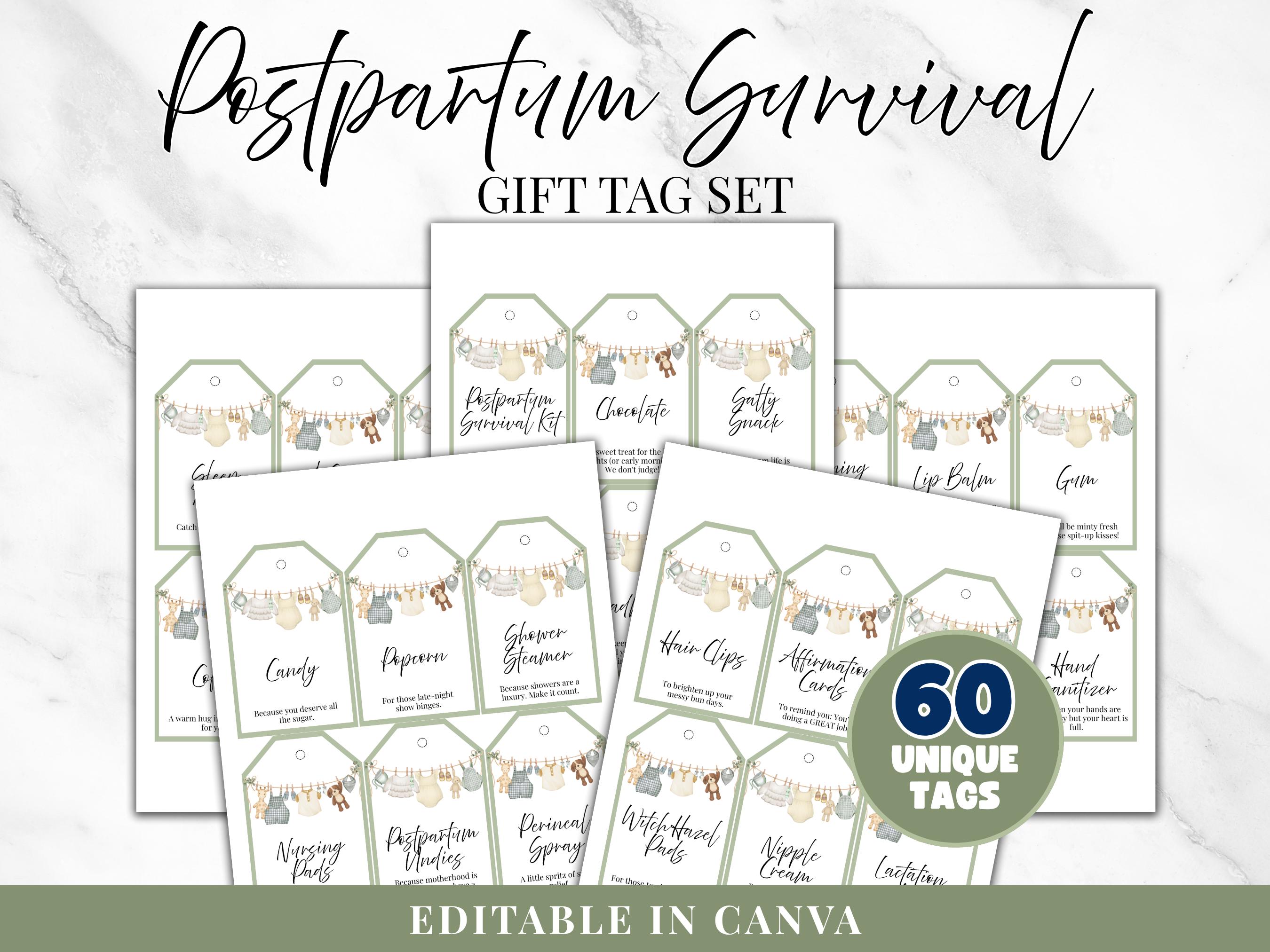 Editable New Mom Survival Kit Gift Tag, First Time Mom Self Care ...