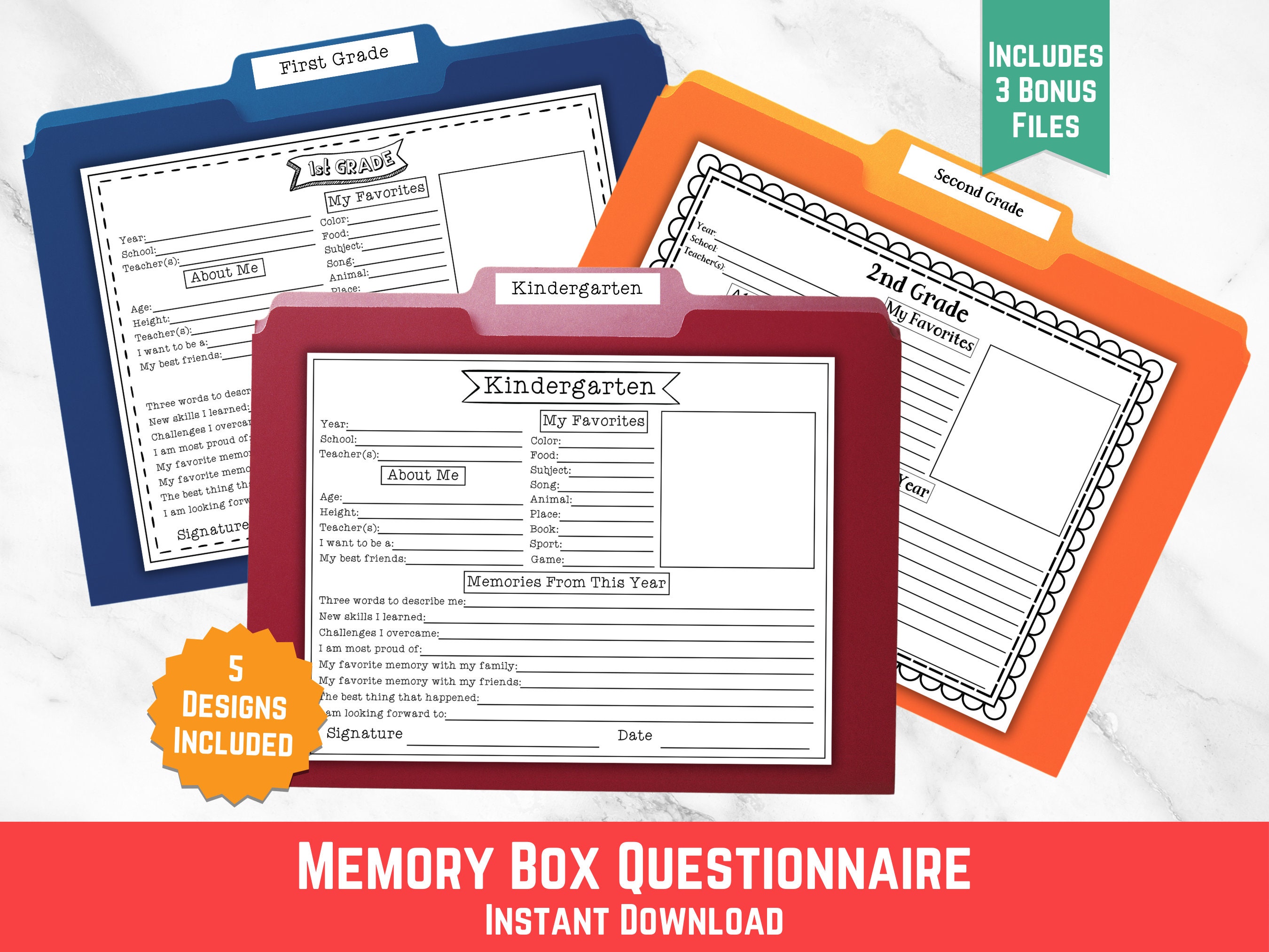 Memory Box Questionnaire, Printable Kids Interview Questions, Keepsake ...