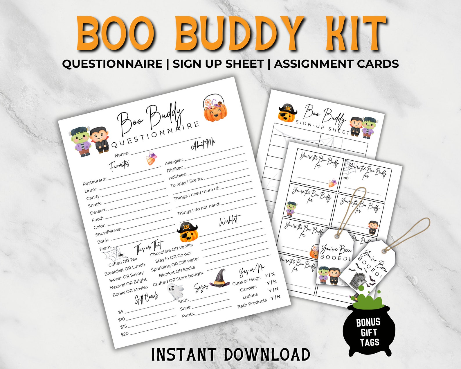Halloween Boo Buddy Questionnaire, You’ve Been Booed Printable Survey ...
