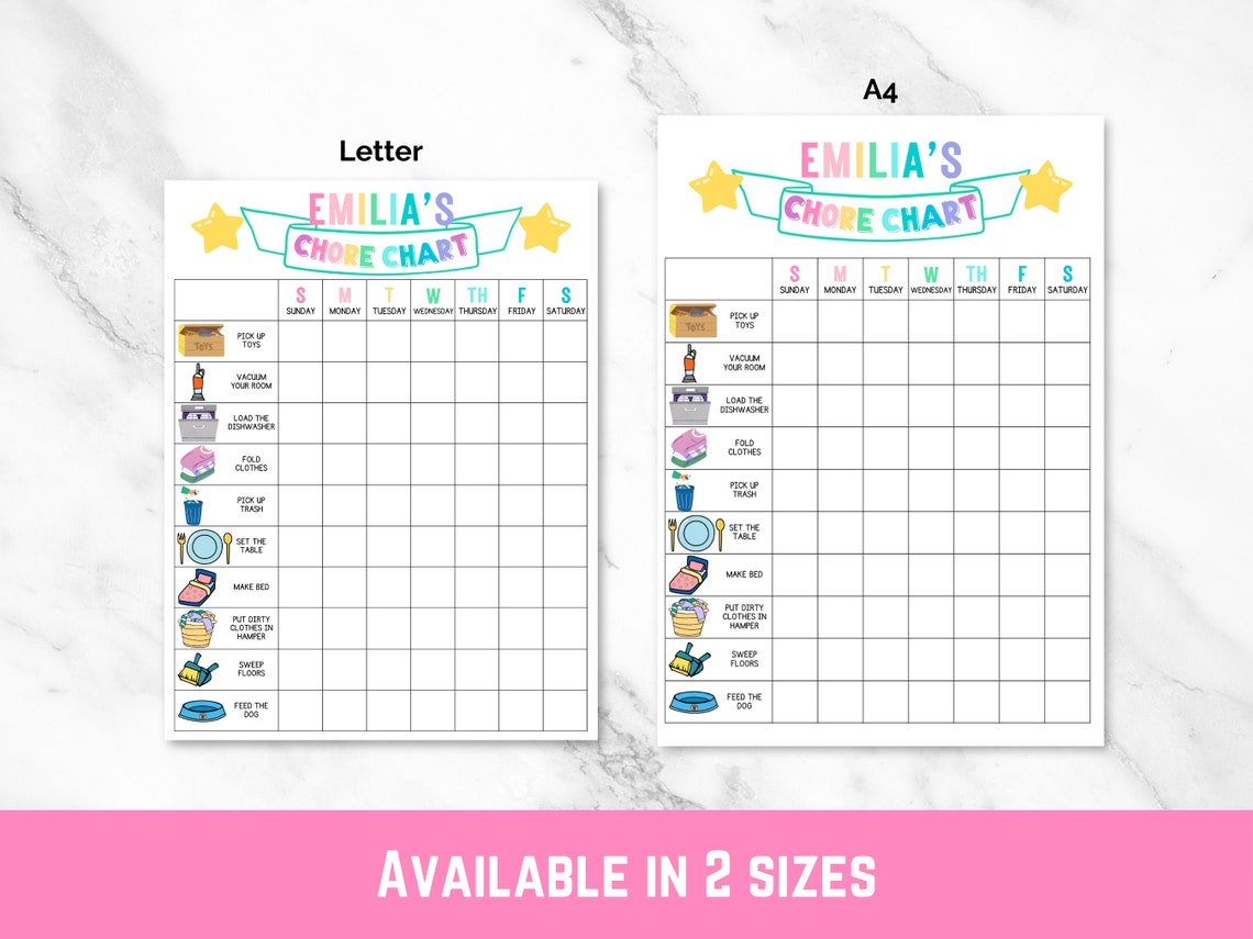 Visual Chore Chart, Printable Chore Chart, Visual Schedule for Kids ...