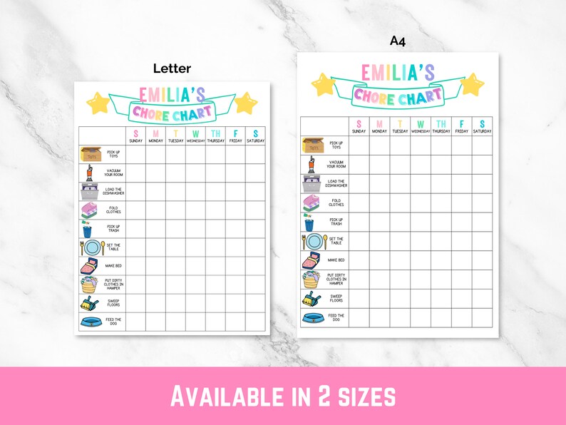 Visual Chore Chart, Printable Chore Chart, Visual Schedule for Kids ...