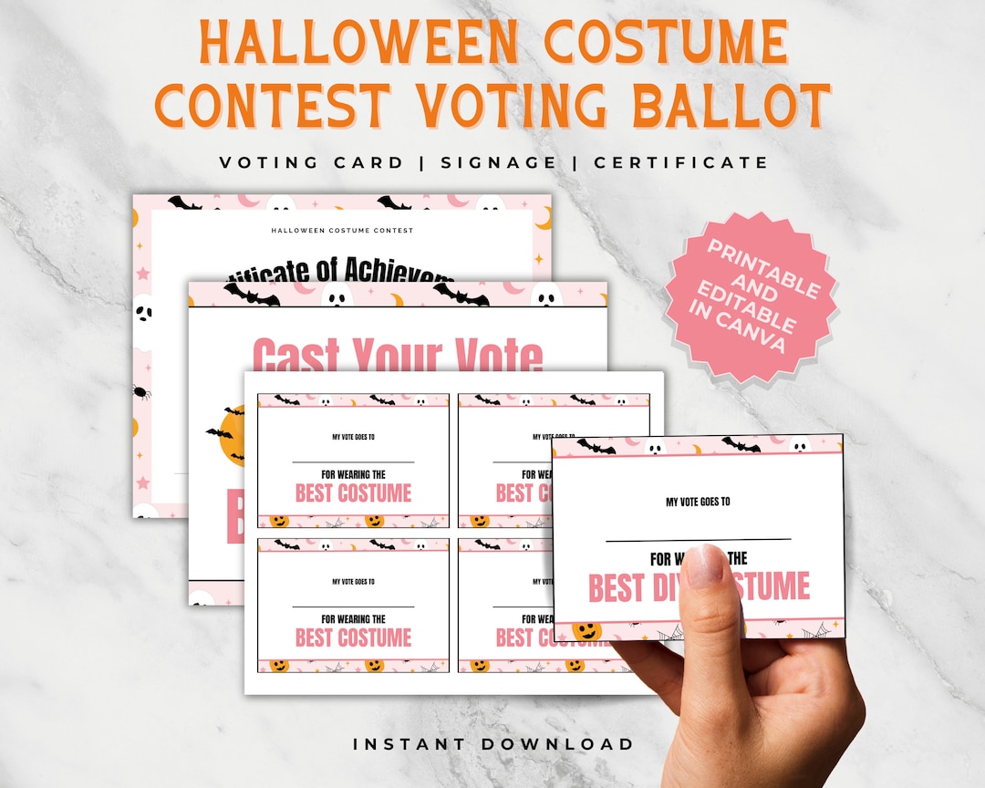 Halloween Costume Contest Ballot, Editable Costume Contest Kit, Best ...
