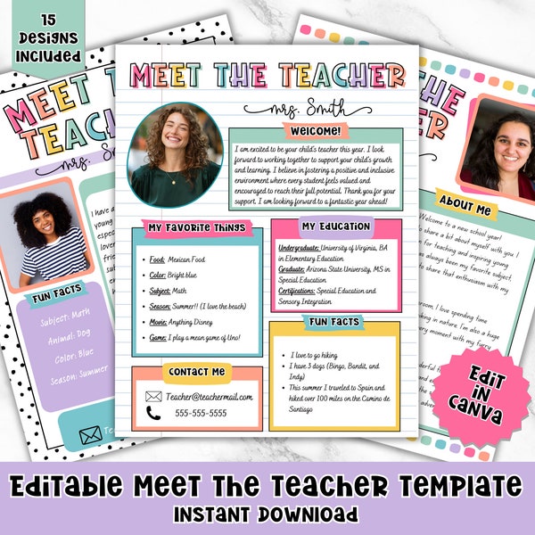 Teacher Get to Know Me Template - Etsy