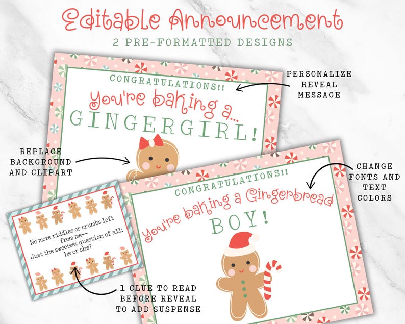Gingerbread Gender Reveal Scavenger Hunt and Editable Gender ...