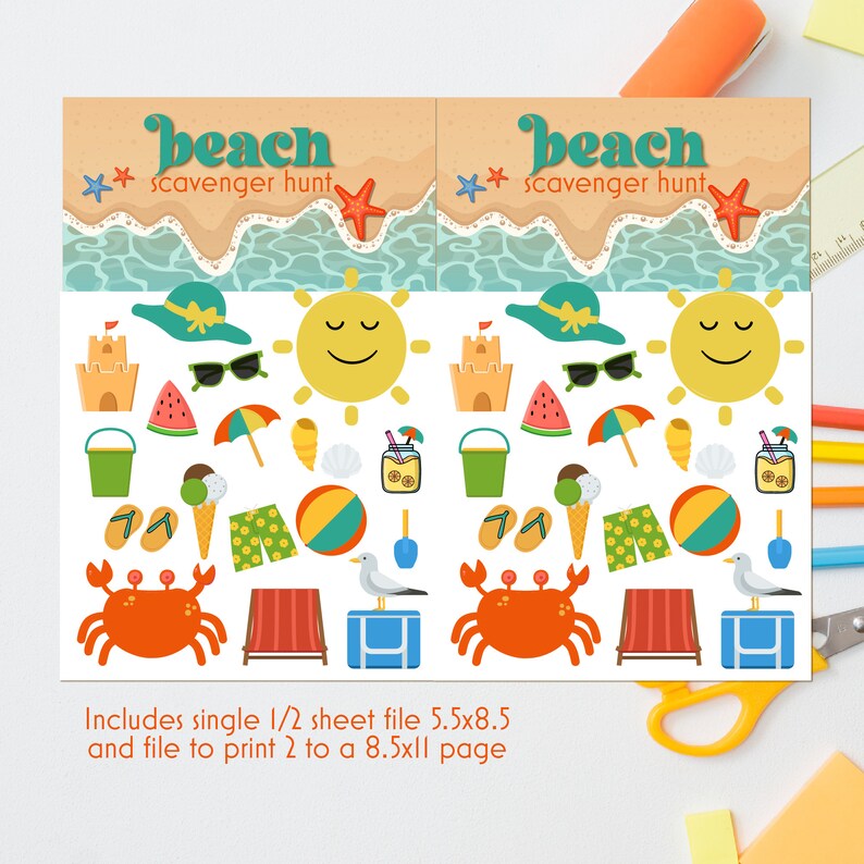 Scavenger Hunt Printable for Kids Summer Activities Beach Treasure Hunt ...