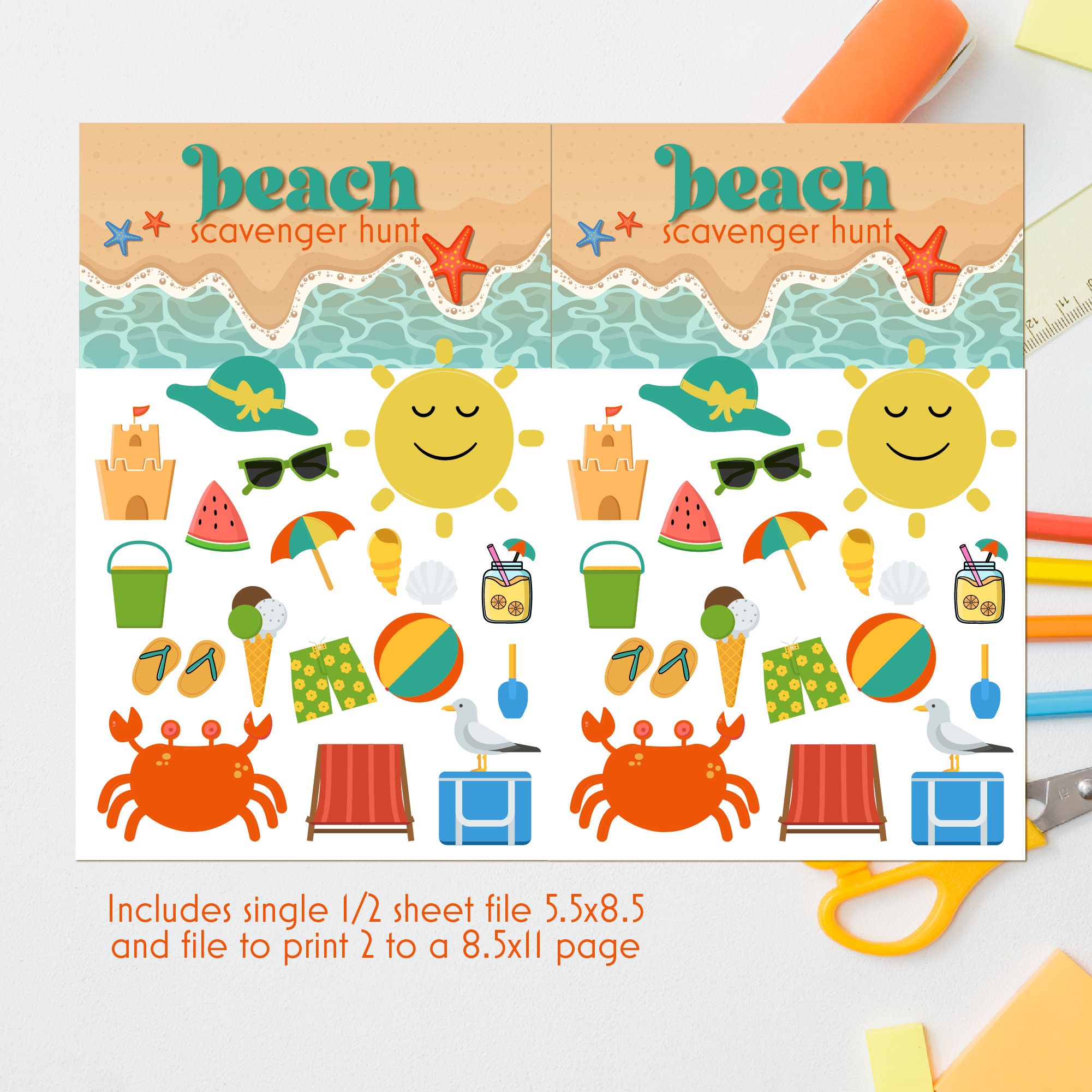 Scavenger Hunt Printable for Kids Summer Activities Beach Treasure Hunt ...