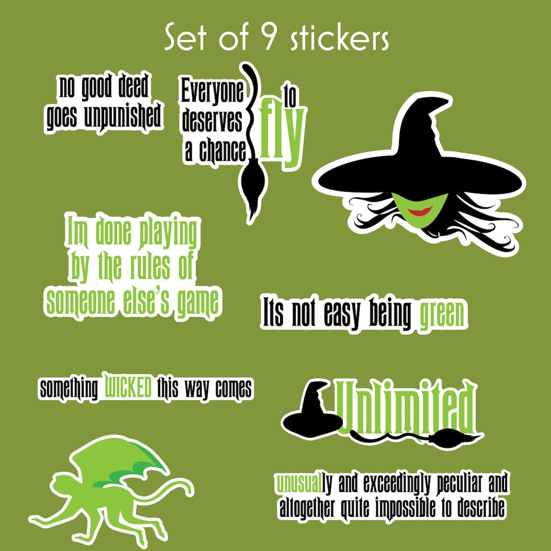Wicked Elphaba Stickers: Wizard of Oz Musical Gift Set - Etsy