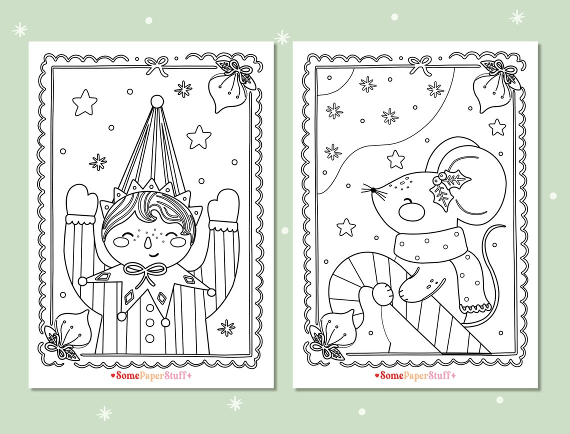 Christmas Coloring Pages, Printable Activity Sheets for Kids, 12 Pieces ...