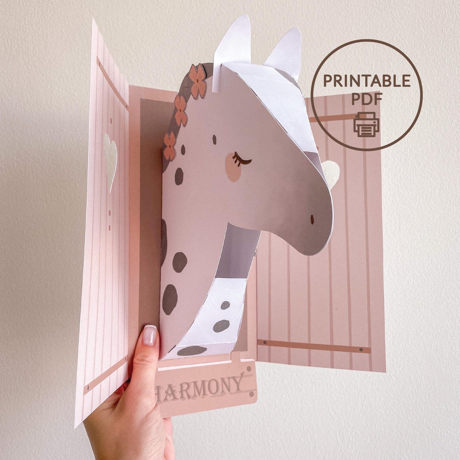 Horse Stable Paper Decoration - 3D Pony Heads for Kids & Horse Lovers ...