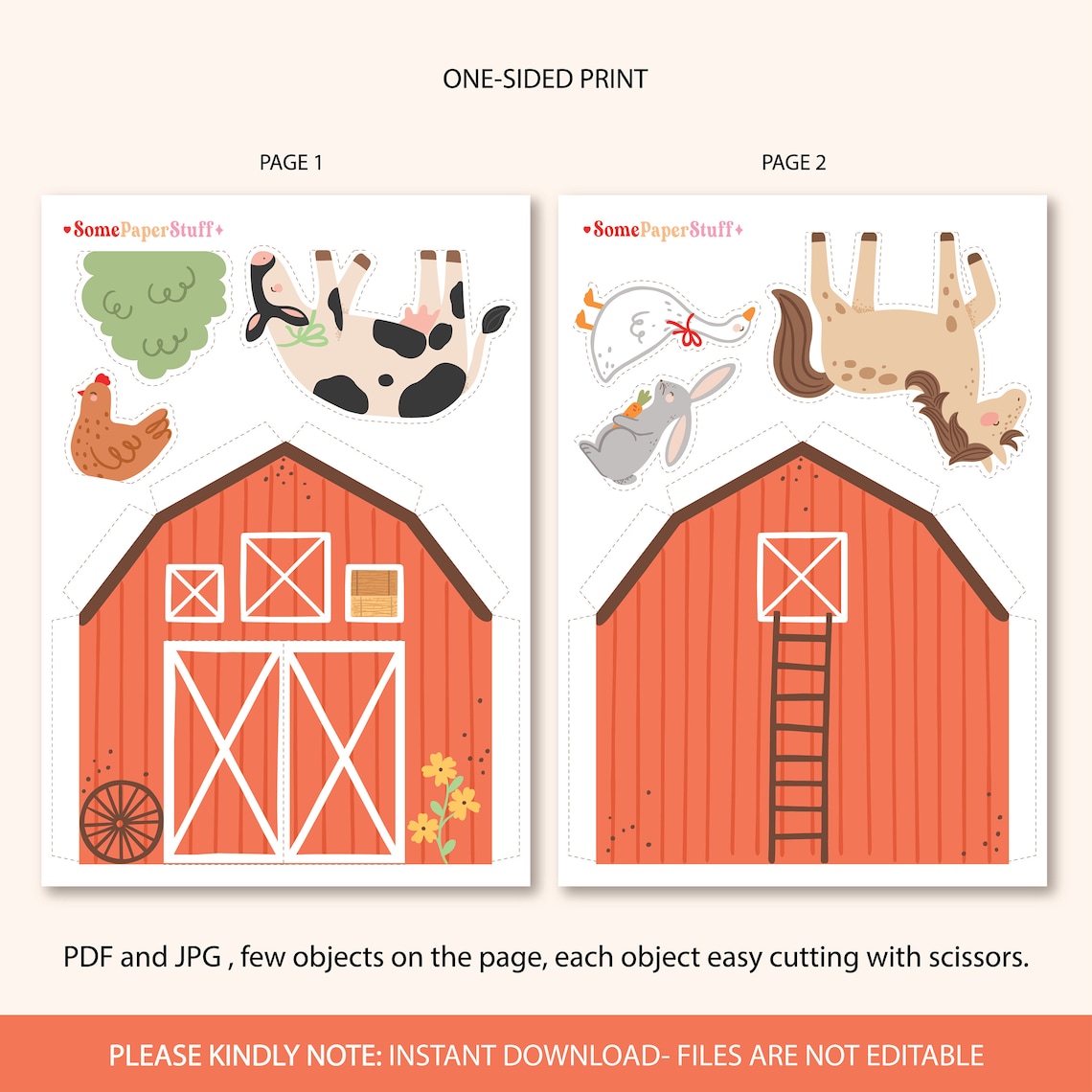 Paper Farm, Printable Activities for Kids, Instant Download, Colorful ...