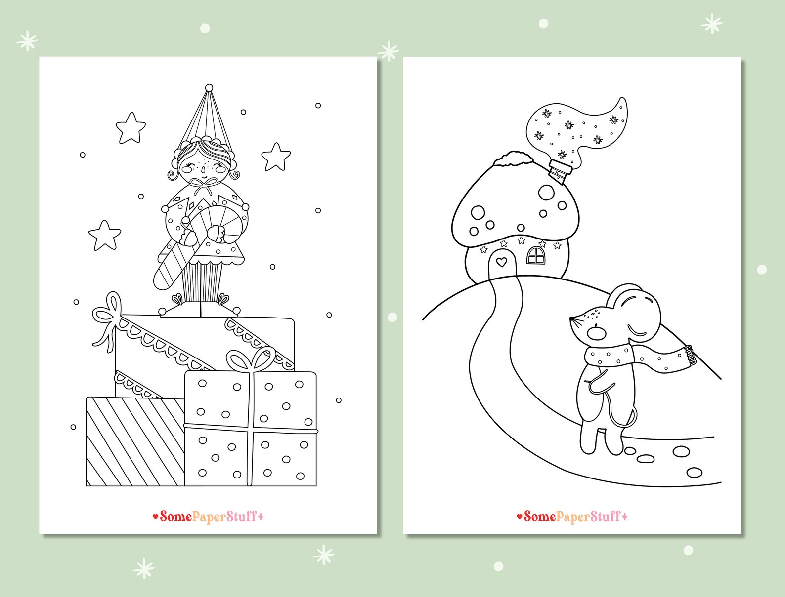 Christmas Coloring Pages, Printable Activity Sheets for Kids, 12 Pieces ...