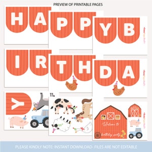 Farm Birthday Decoration Set, Kids Farmyard Party Bundle, DIY Surprise ...