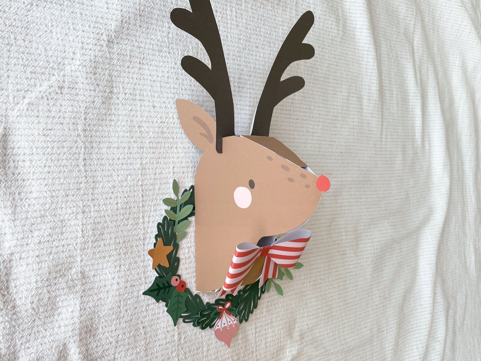 Reindeer Head, Printable 3D Paper Crafts, DIY Christmas Home Decor ...