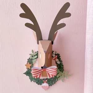 Reindeer Head, Printable 3D Paper Crafts, DIY Christmas Home Decor ...
